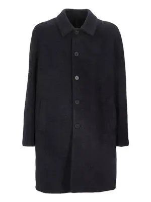 Harris Wharf London Bouclé-texture Single-breasted Coat - Blue
