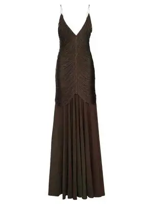 BLESS Nostalgia Fringe-embellished Maxi Dress - Brown