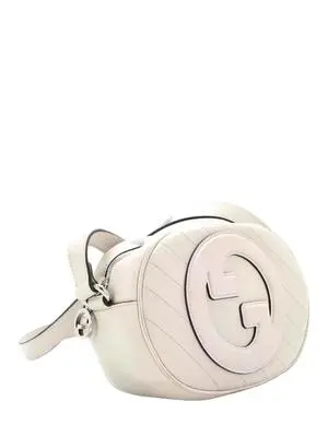 Gucci Blondie Diagonal Quilted Leather Cross Body Camera Bag - White