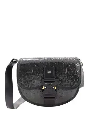 Dior Gallop Flap Messenger Oblique Patent Mini Crossbody Bag - Black