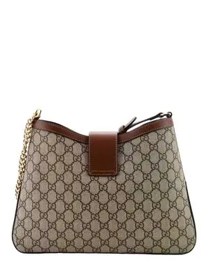Gucci Padlock Chain Gg Coated Canvas With Leather Medium Shoulder Bag - Brown