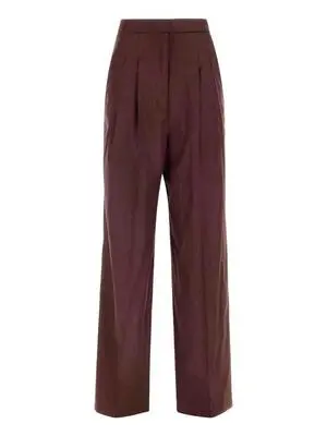 PT TORINO Grace Pleated Wide-leg Trousers - Red