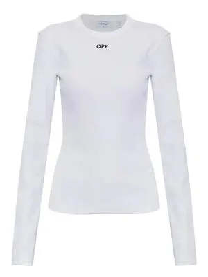 Off-White Logo-embroidered Ribbed Top - White