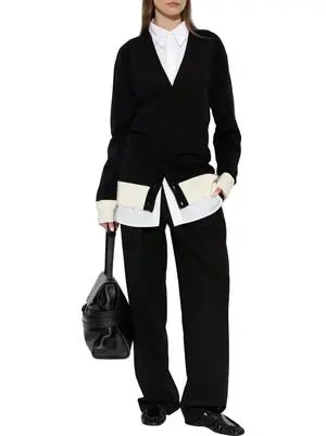 AMI Paris Colour-block V-neck Cardigan - Black