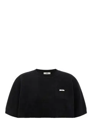 Elisabetta Franchi Wool And Cashmere Crop Top - Black