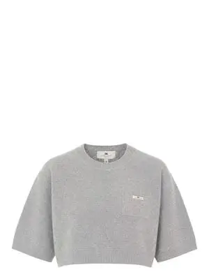 Elisabetta Franchi Wool And Cashmere Crop Top - Grey