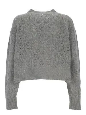 Lorena Antoniazzi Sequined Open-knit Sweater - Grey