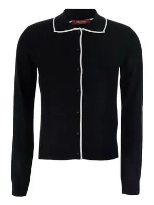 Max Mara Max Mara Contrast-Trim Collared Cardigan Black