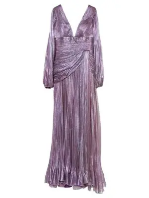 IRIS SERBAN Birdie Plissé-effect Maxi Dress - Purple