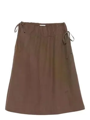 DAMSON MADDER Caspia Drawstring Midi Skirt Brown