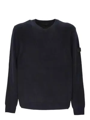 Peuterey V-neck Logo-patch Sweater - Blue