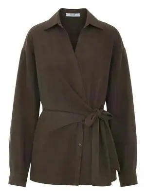ELEH Bow-detail Wrap-style Shirt - Brown