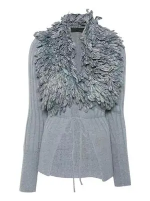 Liu Jo Fringe-trim Ribbed-knit Cardigan - Blue