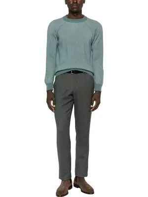 FILIPPO DE LAURENTIIS Ribbed-knit Raglan-sleeve Pullover - Blue