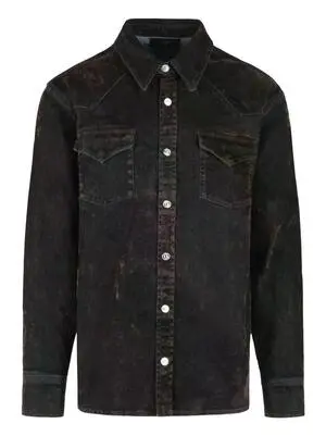Amiri Flock Long Sleeve Denim Shirt - Brown