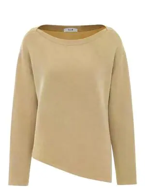 ELEH Asymmetric-hem Long-sleeve T-shirt - Neutrals