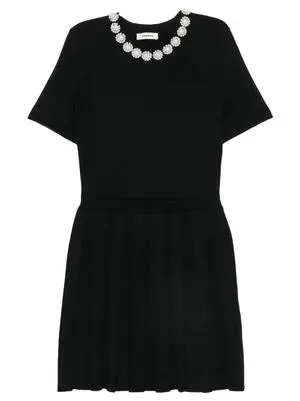 Sandro Pearl-embellished Pleated Mini Dress - Black