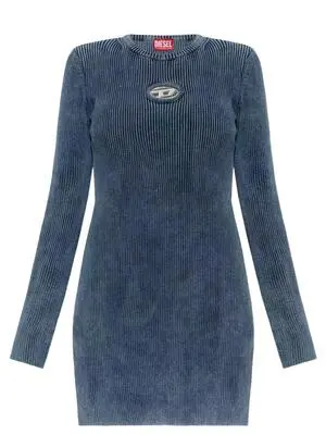 DIESEL® Ribbed-knit Long-sleeve Mini Dress - Blue