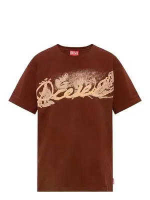DIESEL® Diesel Logo-Print T-Shirt Brown