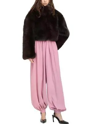 ROTATE BY BIRGER CHRISTENSEN Faux-fur Cropped Jacket - Brown