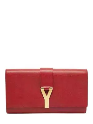 Saint Laurent Saint Laurent Textured Leather Y-Ligne Clutch Bag Red