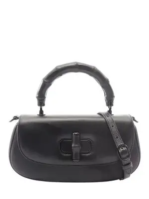 Gucci Small Calfskin Bamboo Diva Top Handle Bag Satchel - Black
