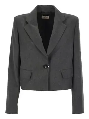 Marella Single-breasted Crop Blazer - Grey