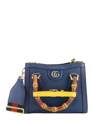 Gucci Diana Bamboo Handle Tote Leather Mini Crossbody Bag - Blue