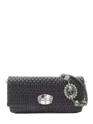 Miu Miu Matelasse Nappa Crystal Chain Satchel - Black