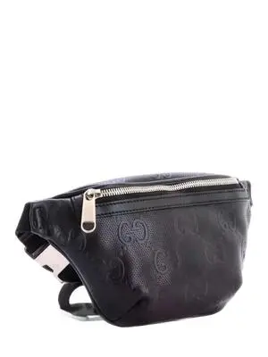 Gucci Gg Embossed Perforated Leather Small Belt Bag - Black