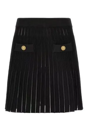 Balmain Pleated Mini Skirt - Black