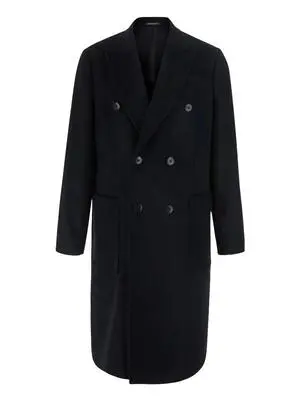 Emporio Armani Double-breasted Peak-lapels Coat - Black