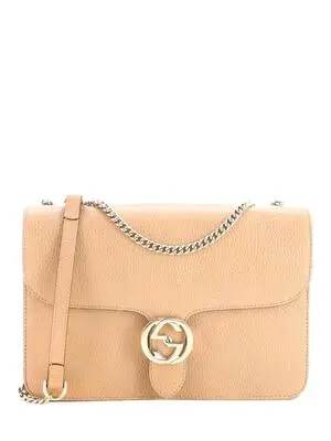 Gucci Gucci Interlocking Leather Medium Shoulder Bag Neutrals