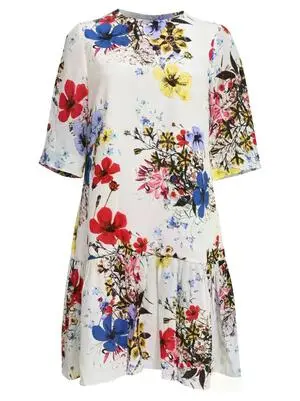 Erdem Emmie Floral-print Silk Mini Dress - Neutrals