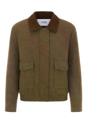 ELEH Herringbone Corduroy-collar Jacket - Brown