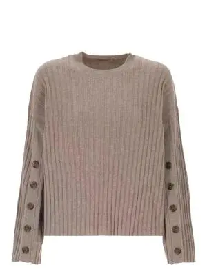 PUROTATTO Purotatto Ribbed-Knit Button-Sleeve Pullover