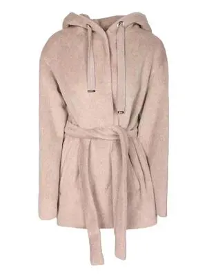 Herno Herno Hooded Belted Coat Neutrals