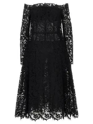 Fendi Macramè Lace Midi Dress - Black