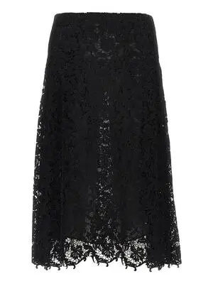 Fendi Macramè Lace Midi Skirt - Black