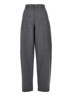 ARMARIUM Siro Virgin Wool Flannel Banana Leg Trousers - Grey