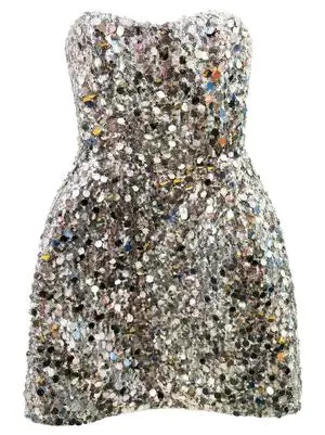 BRONX AND BRONCO Sequin-embellished Strapless Mini Dress - Silver
