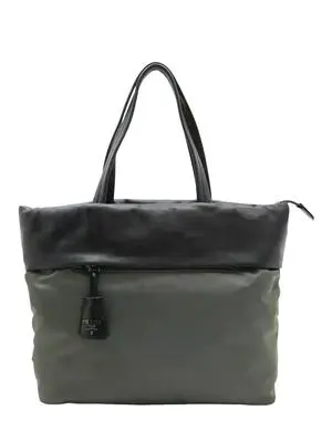 Prada Prada Tessuto And Nappa Reversible Satchel Grey