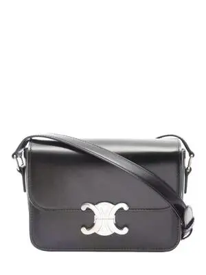 Celine Teen Shiny Calfskin Triomphe Cross Body Bag - Black