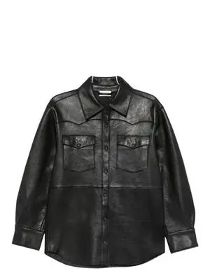 P.a.r.o.s.h Western-style Leather Shirt Jacket - Black