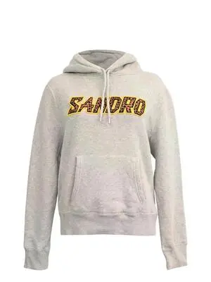 Sandro Logo-patch Drawstring Hoodie - Grey