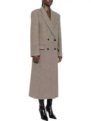 Source Unknown Reyna Double-breasted Coat - Brown