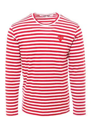Play Comme Des Garcon Comme Des Garçons Play Striped Long-sleeved T-shirt - Red