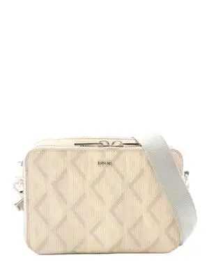 Dior Cd Diamond Coated Canvas Zipped Pouch With Strap Cross Body Bag - Neutrals