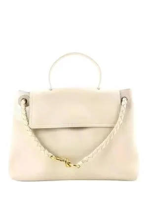 Bottega Veneta Ciao Ciao Top Handle Bag Leather With Intrecciato Detail Medium Satchel - White