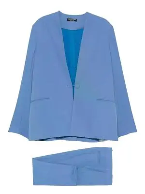 ALESSANDRO LEGORA Hook-fastening Collarless Suit - Blue